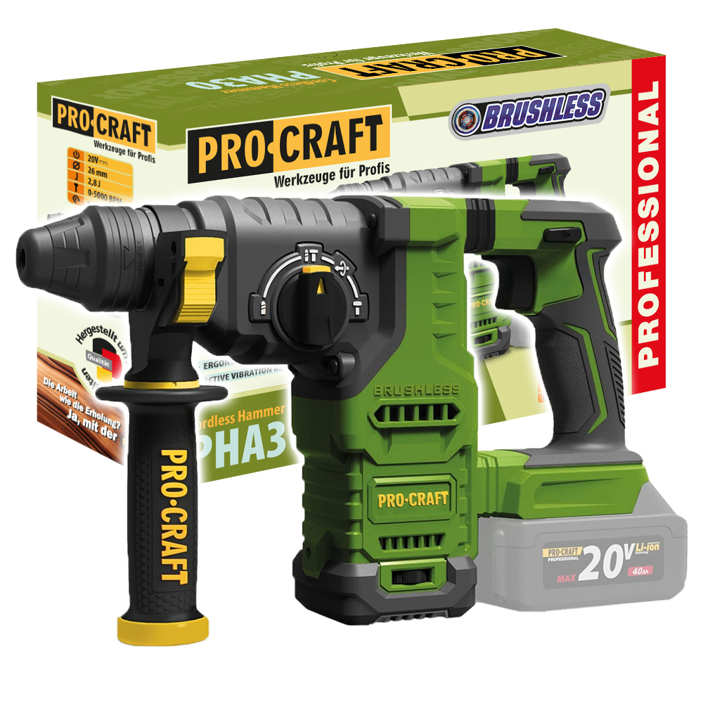 Akumuliatorinis perforatorius ProCraft PHA30bb, 20 V, (be akum. ir krov ...