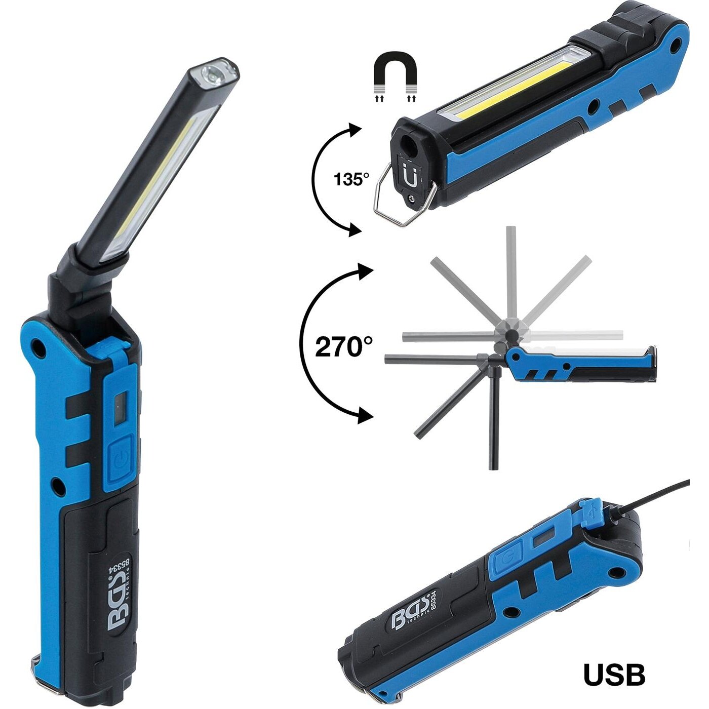 AKUMULIATORINIS PROŽEKTORIUS BGS-Technic, USB, LED, 3+5W | RANKIS.LT ...