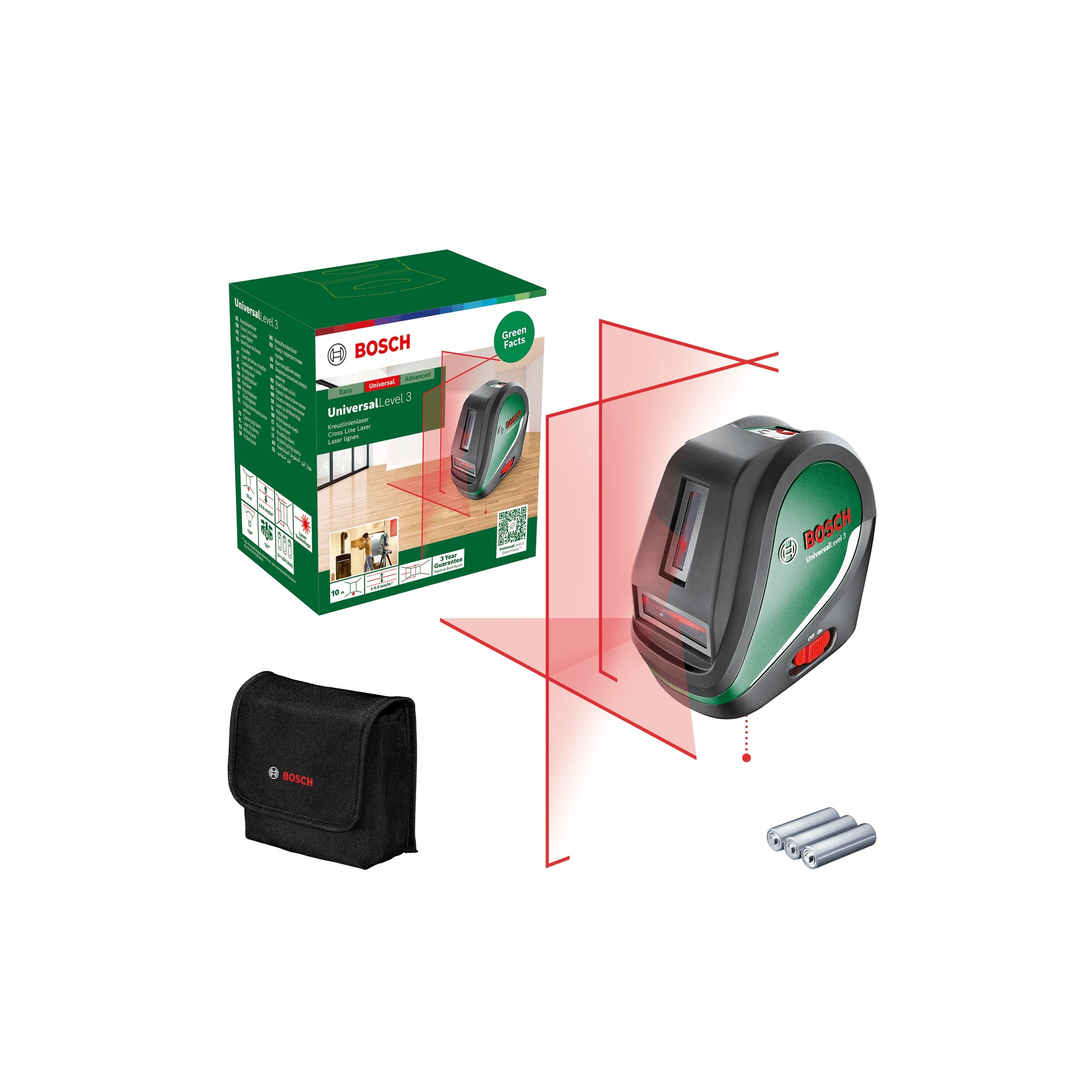 Kryžminis lazerinis nivelyras Bosch Universal Level 3, 0603663904 ...